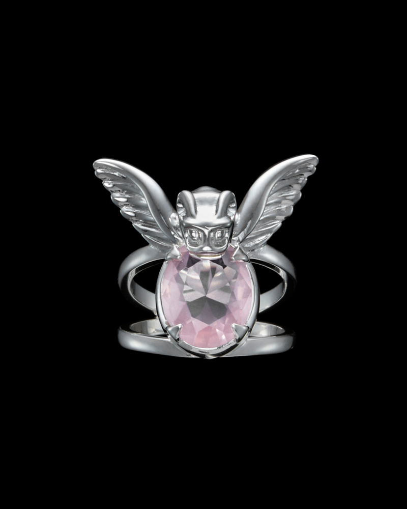 Gargoyle Ring - 925 Sterling Silver with Rose Quartz | Maria Nilsdotter