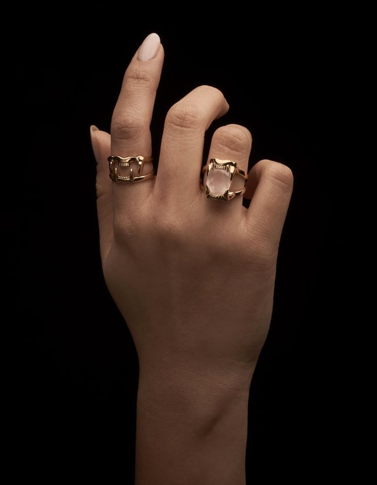 Jaw Upper Ring - Bold Gold-Plated Statement Piece | Maria Nilsdotter